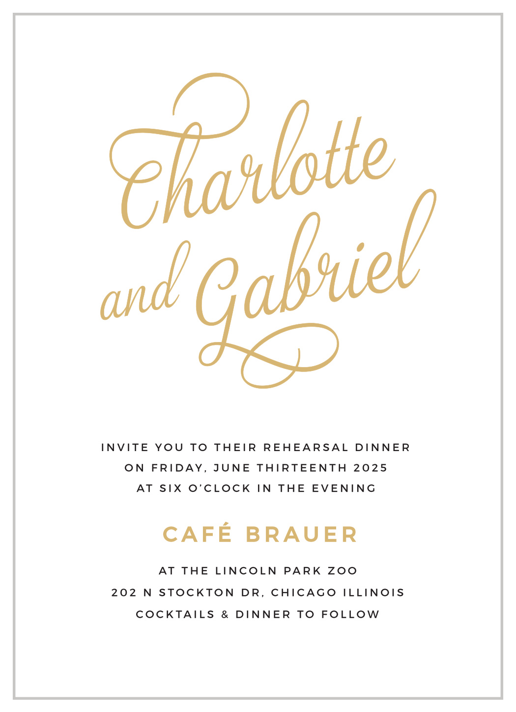 Script Emblem Rehearsal Dinner Invitations by Basic Invite