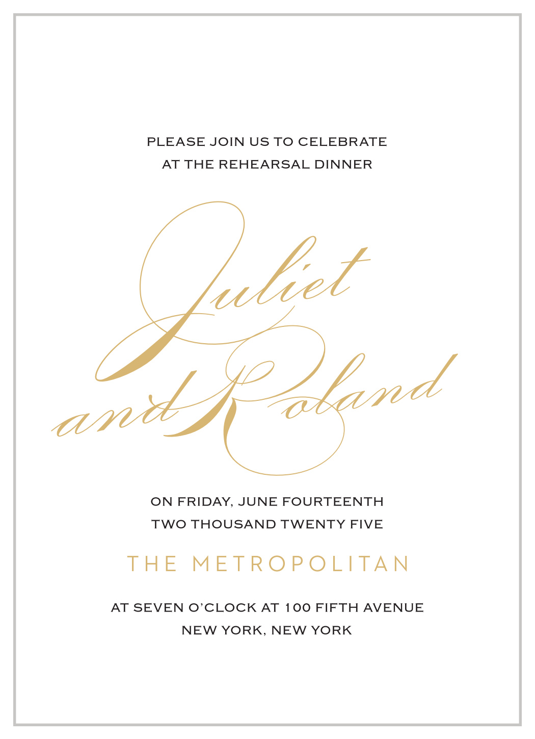 Classic Script Rehearsal Dinner Invitations by Basic Invite