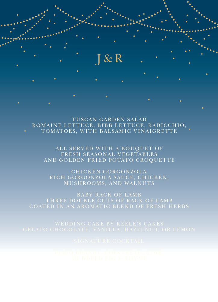 Light & Lantern Wedding Menus by Basic Invite