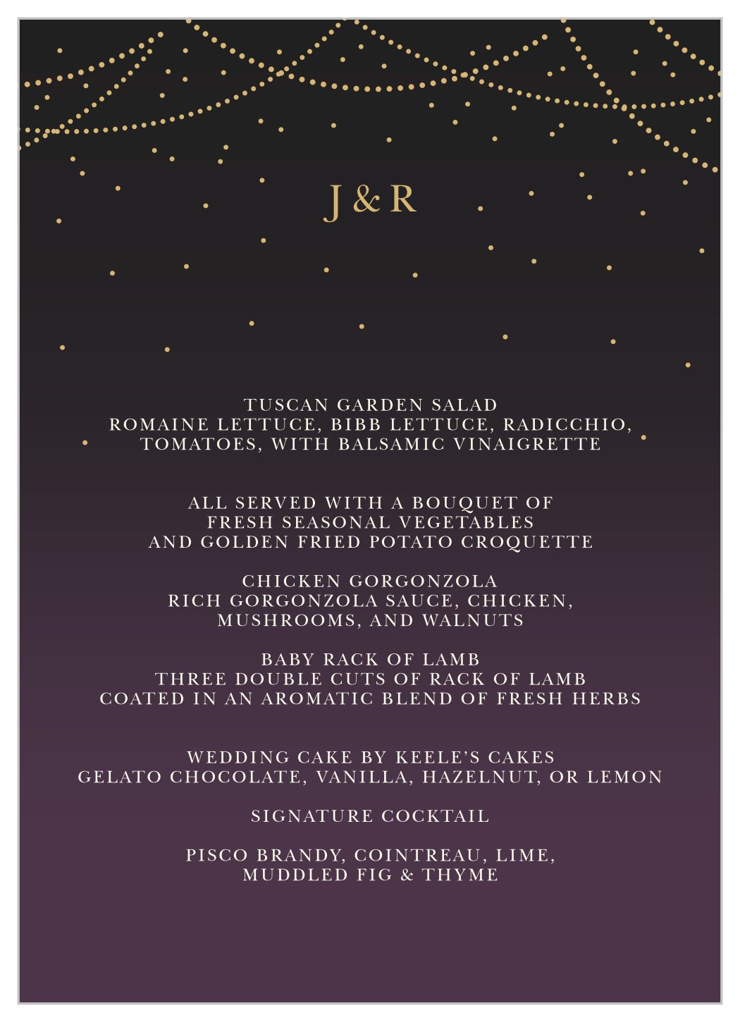 Light and Lantern Wedding Menus by Basic Invite