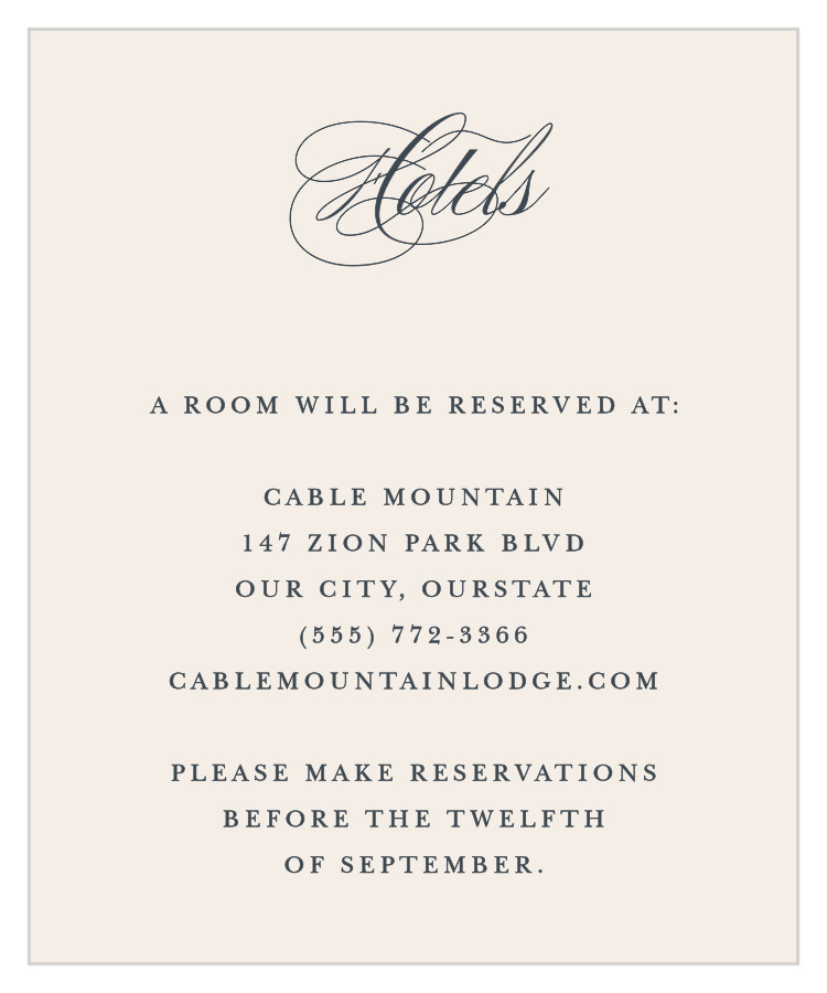 Traditionally Formal Accommodation Cards by Basic Invite