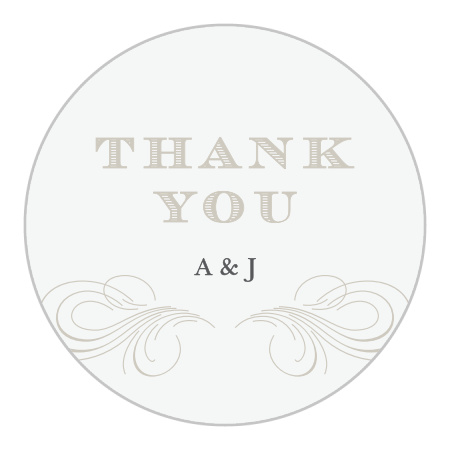 Streamlined Scroll Wedding Stickers by Basic Invite