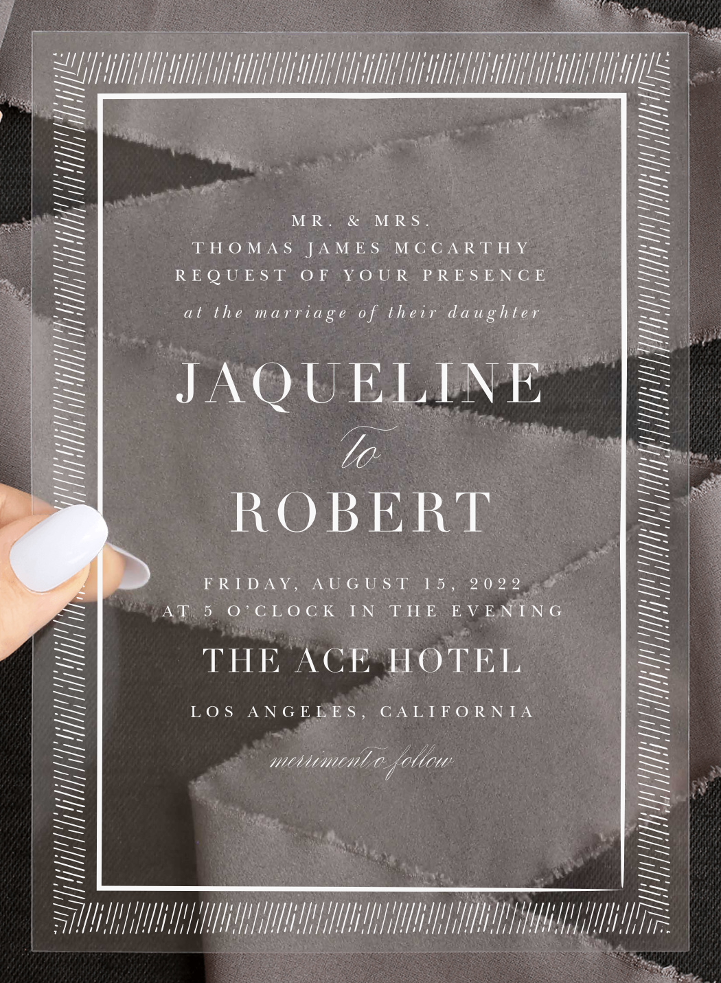 Handdrawn Frame Clear Wedding Invitations by Basic Invite