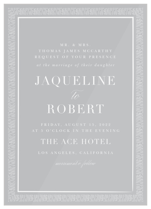 Handdrawn Frame Clear Wedding Menus by Basic Invite