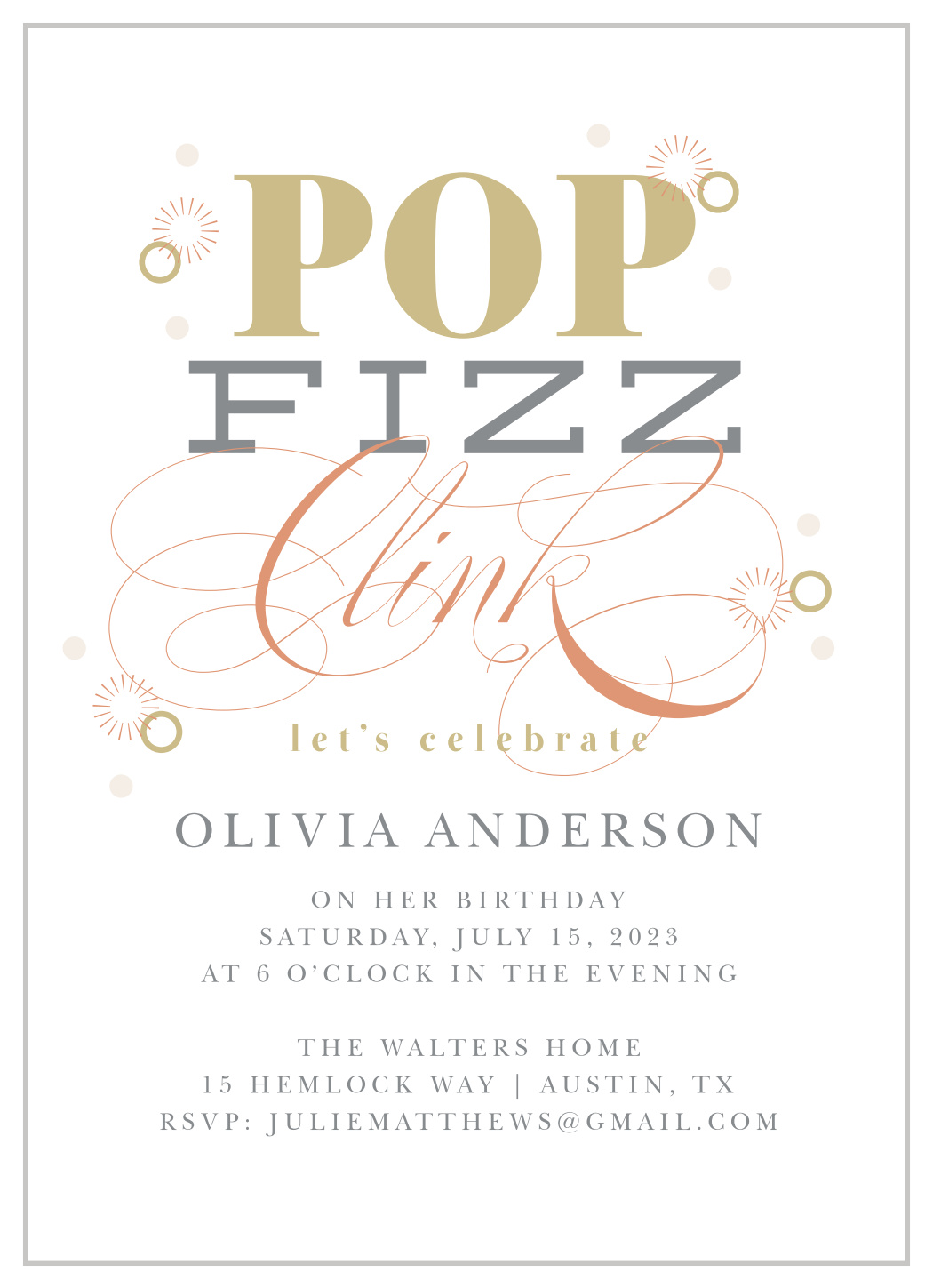 Pop Champagne Birthday Invitation