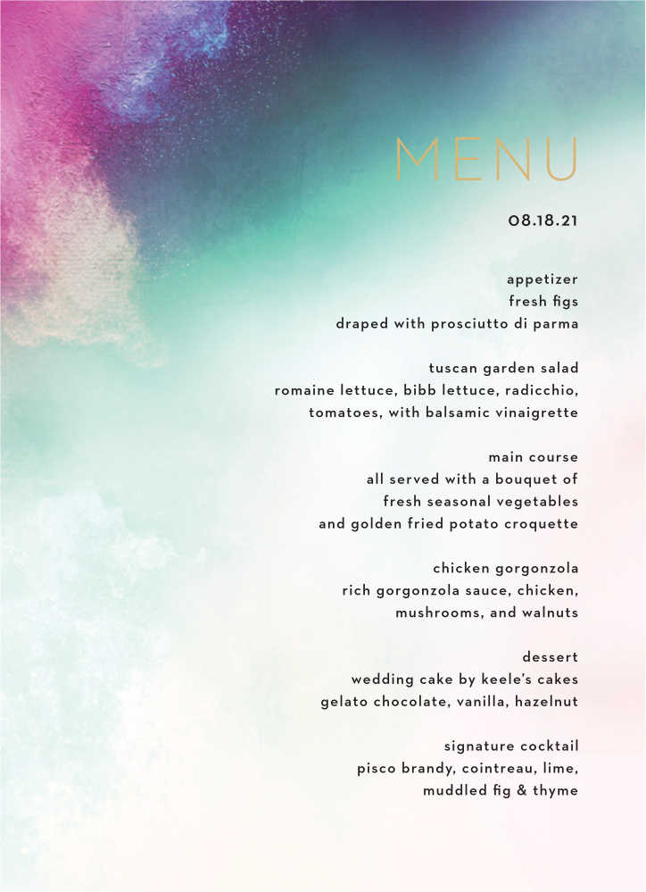 Love Hues Wedding Menus by Basic Invite