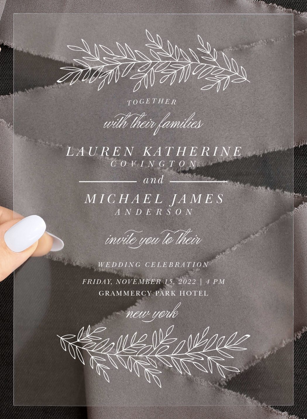 Vintage Greenery Clear Wedding Invitations by Basic Invite