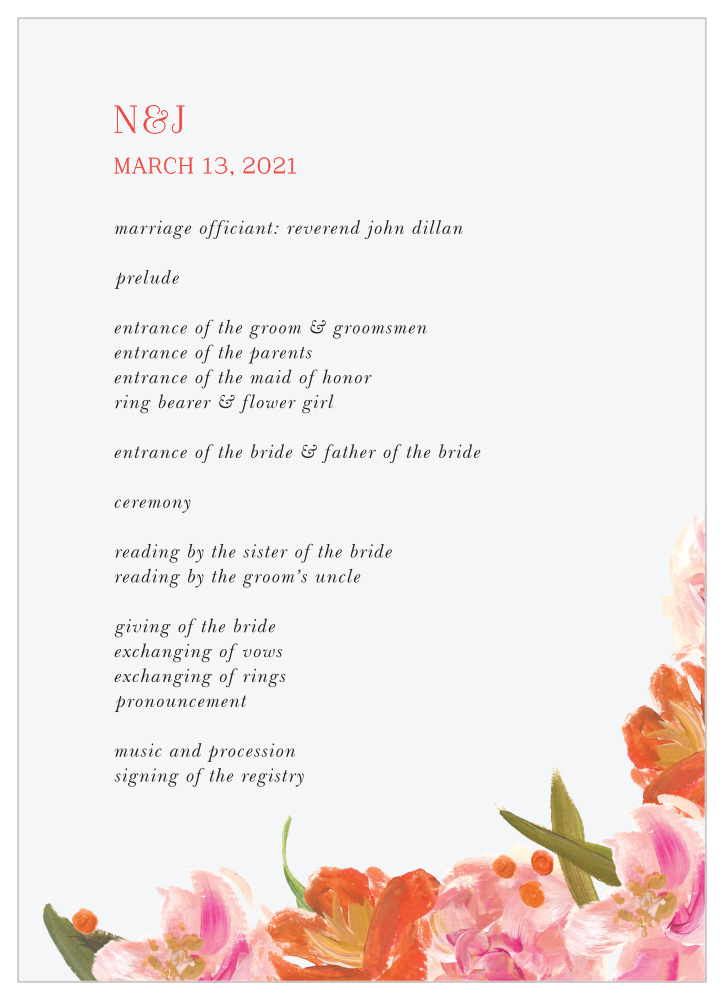 Colorful Oil Paint Wedding Programs by Basic Invite