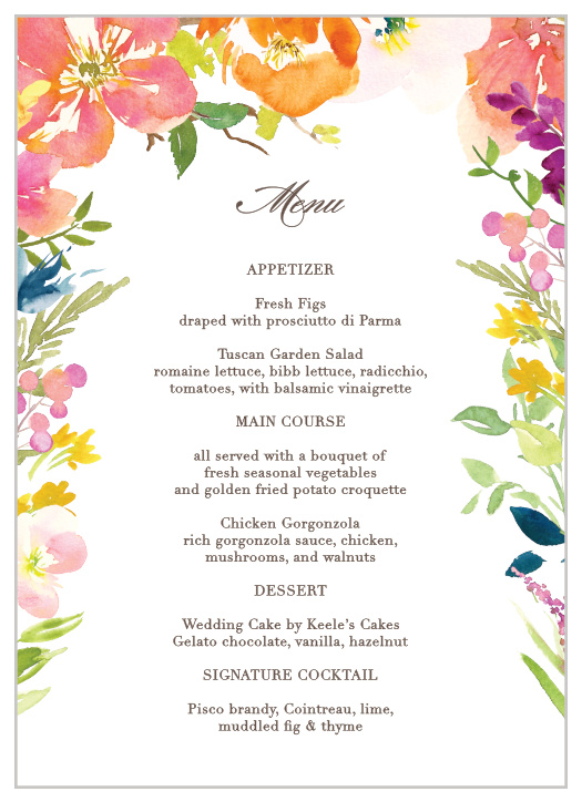 Template Wedding Menus - Match Your Color & Style Free!