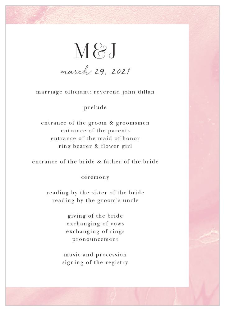 Blushing Gold Wedding Programs by Basic Invite