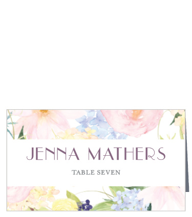 Spring Watercolors Wedding Menus by Basic Invite