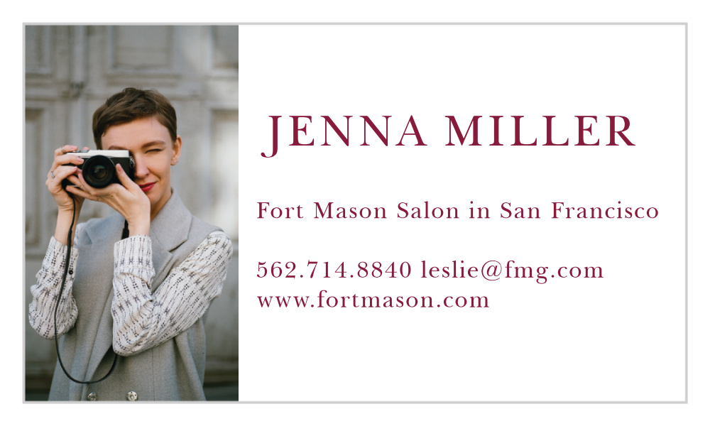 Headshot Landscape Business Cards by Basic Invite