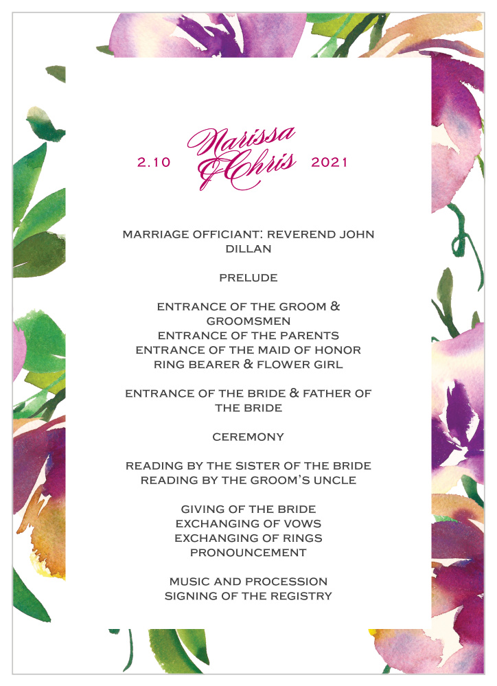 Fresh Cut Flowers Wedding Programs by Basic Invite