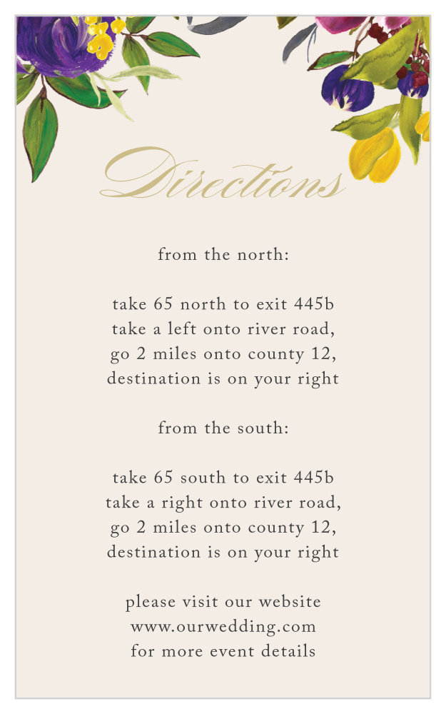 Regal Arrangement Direction Cards by Basic Invite