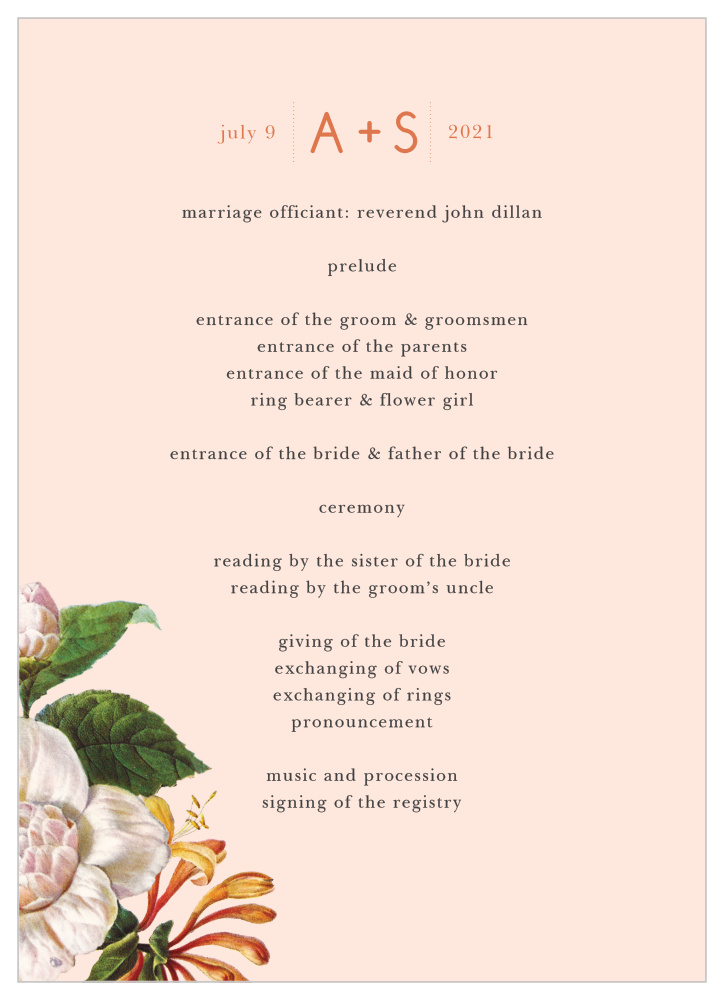 Spring Blush Wedding Programs by Basic Invite
