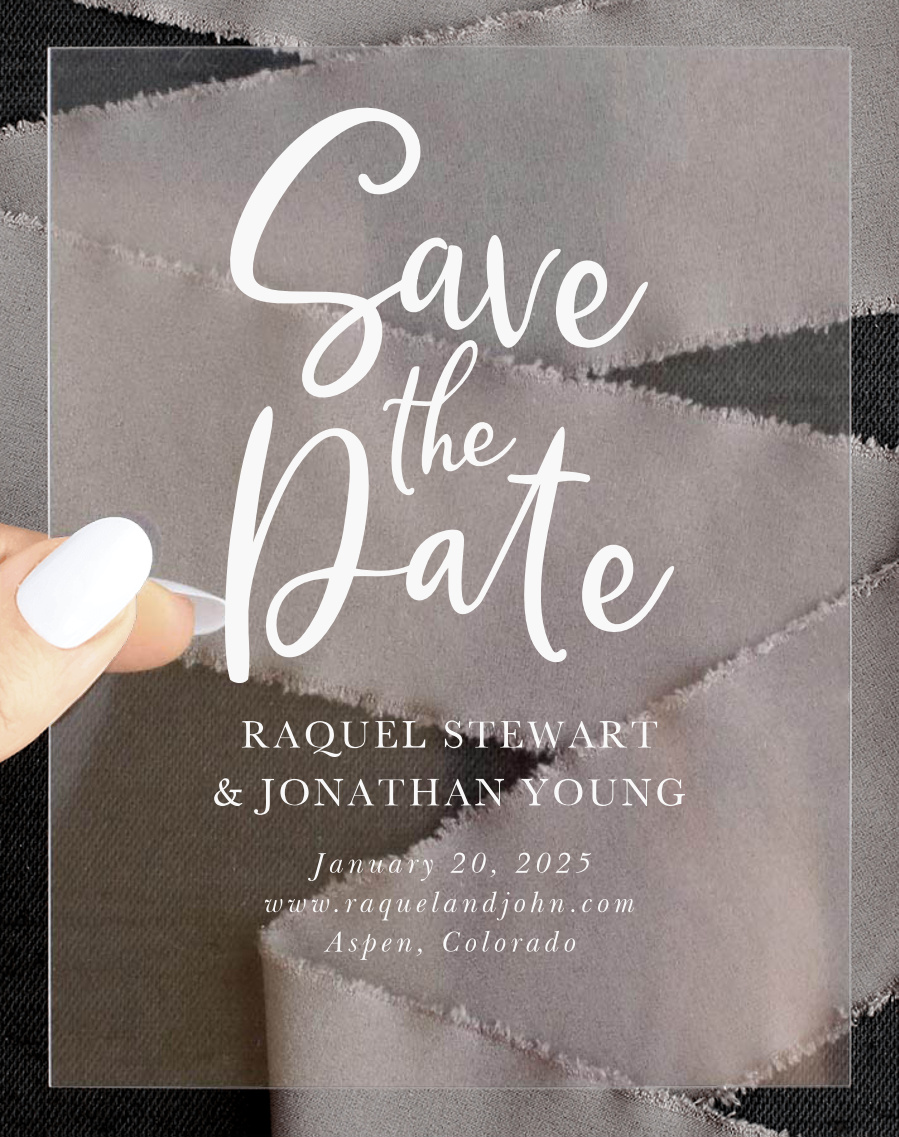 Casual Script Clear Save the Date Cards by Basic Invite