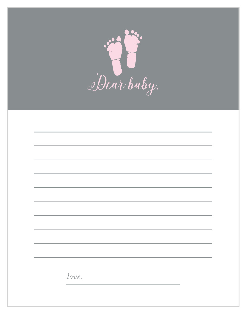 Little Girl Footprints Letter to Baby by Basic Invite