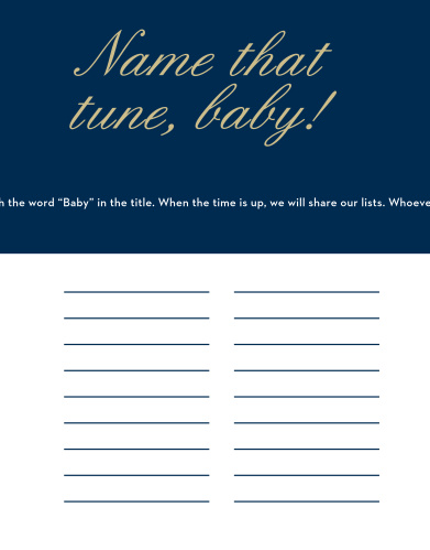 Royal Script Boy Baby Shower Mad Libs by Basic Invite