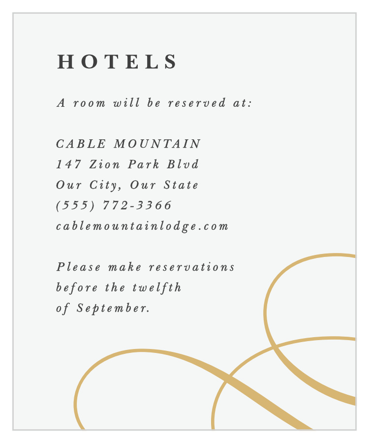 Old World Swirls Accommodation Cards by Basic Invite