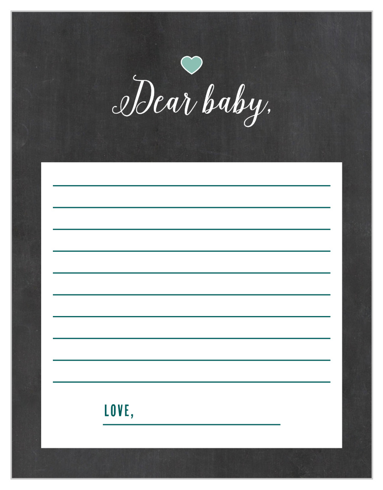 Chalkboard Writing Letter to Baby by Basic Invite