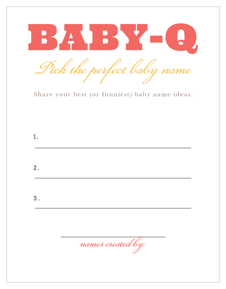 Cozy Cookout Baby Name Contest by Basic Invite
