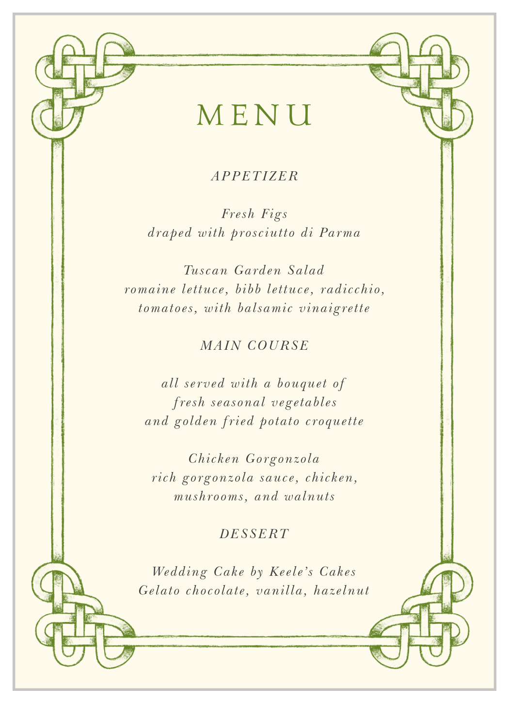 Celtic Knot Wedding Menus by Basic Invite