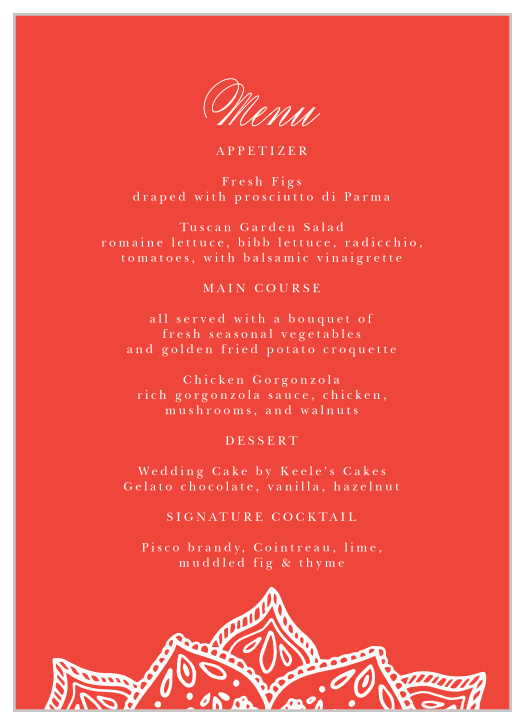 Wedding Menus | Design Your Menu Instantly Online! - Basic Invite