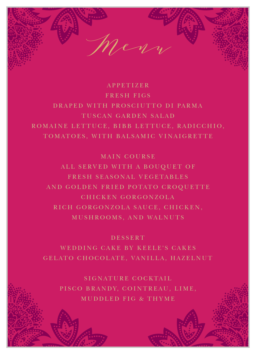 Indian Henna Wedding Menus by Basic Invite