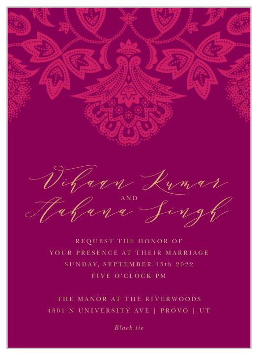 Indian Wedding Invitations - Match Your Color & Style Free!