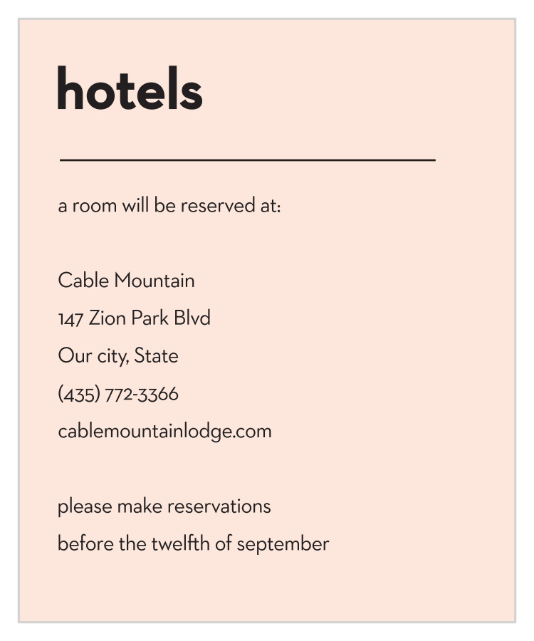 Minimal Type Accommodation Cards by Basic Invite