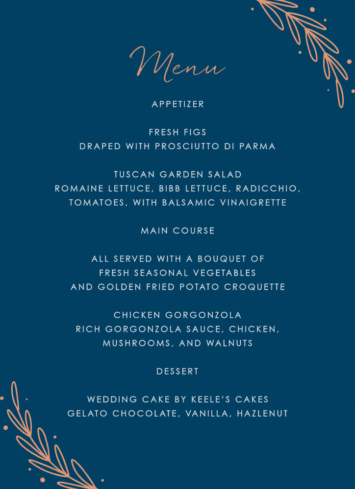 Once Upon a Time Wedding Menus by Basic Invite