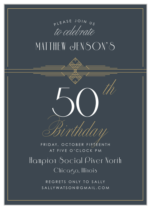 Vintage Birthday Invitation 50th Birthday Invitation Electronic ...