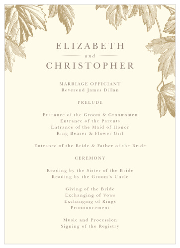 Vintage Wedding Programs - Match Your Color & Style Free!