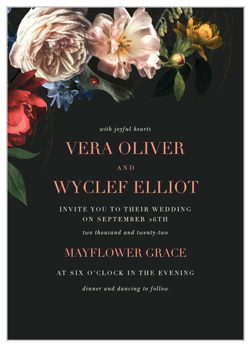 Dark Dutch Florals Wedding Invitations by Basic Invite