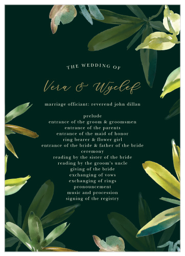 Hawaii Palm Leaves Wedding Menus by Basic Invite