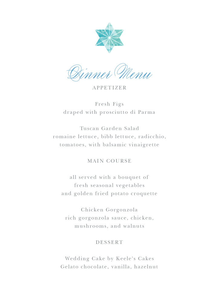 Watercolor Star Wedding Menus by Basic Invite