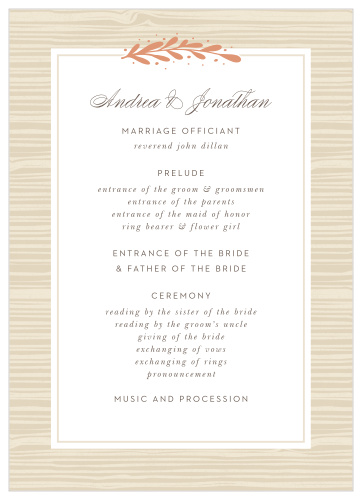 Rustic Laurels Wedding Menus by Basic Invite