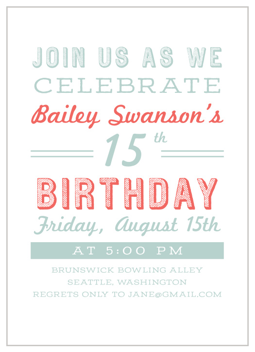 Birthday Invitations & Birthday Party Invites | Basic Invite, Color ...