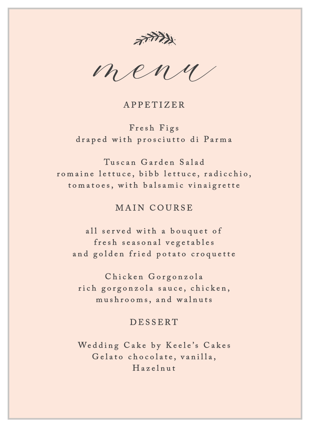Perfectly Personalized Wedding Menus by Basic Invite