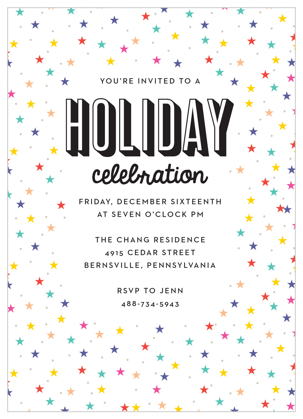 Twinkling Stars Holiday Invitations by Basic Invite
