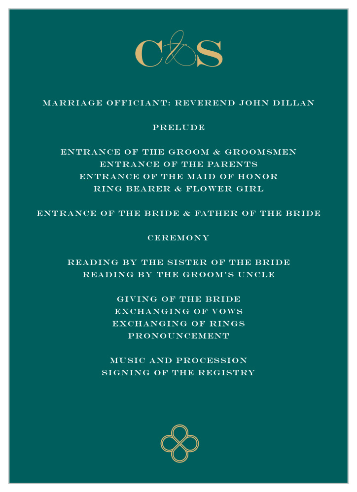 Irish Cross Wedding Programs by Basic Invite