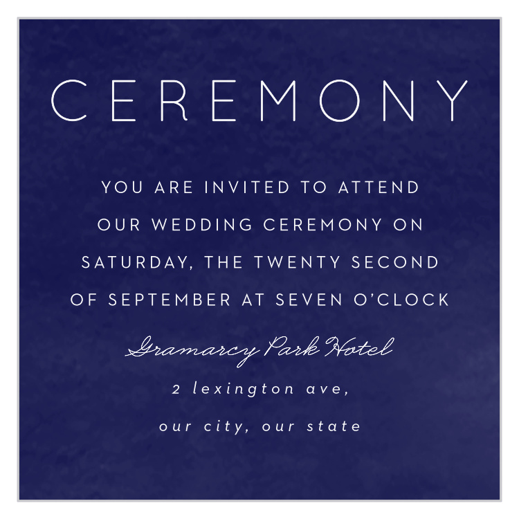 Classic Texture Ceremony Cards by Basic Invite