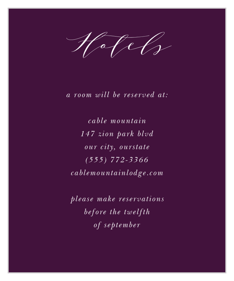Grape Peonies Accommodation Cards by Basic Invite