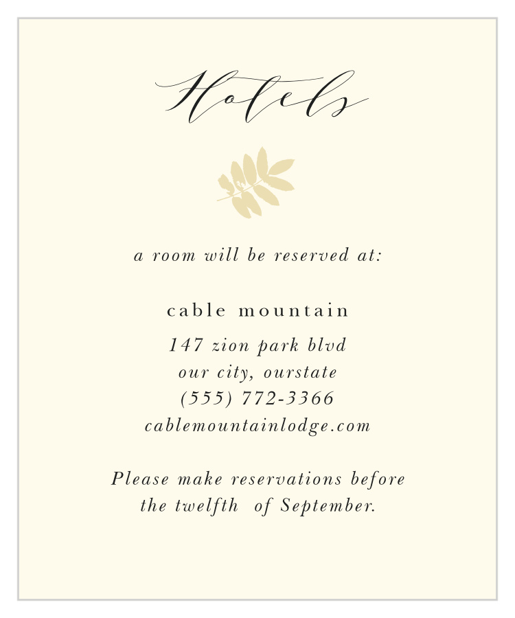 Gilded Leaf Accommodation Cards by Basic Invite