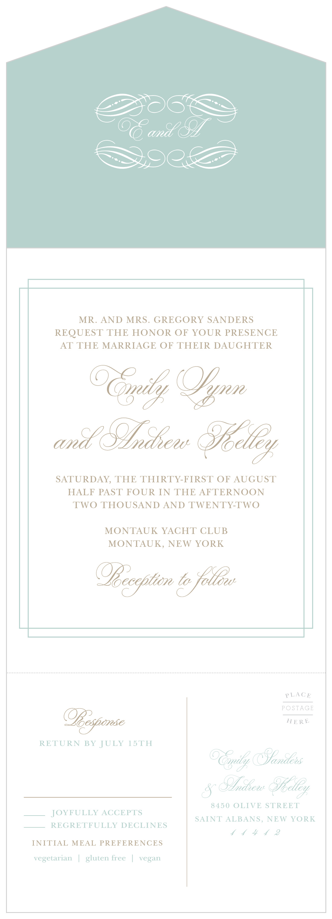 Emily Swash Seal & Send Wedding Invitations by Basic Invite