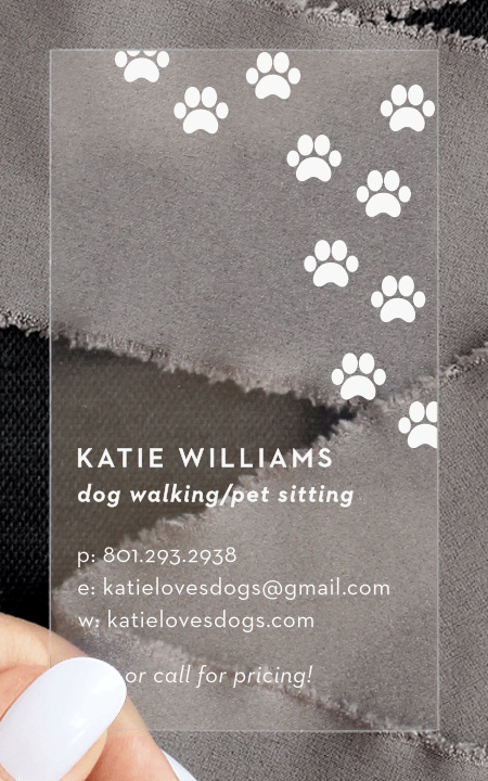 Dog Walker Clear Business Cards by Basic Invite