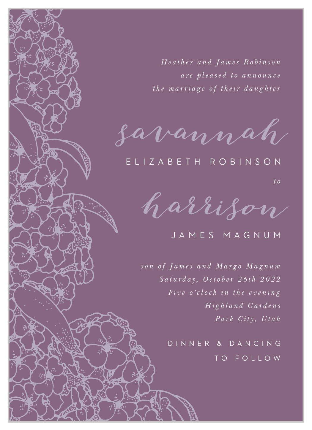 Hydrangea Blossoms Wedding Invitations by Basic Invite