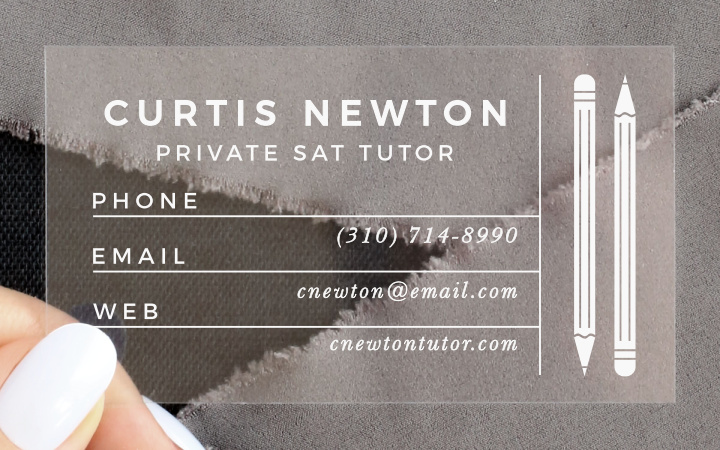 Tutor Pencils Clear Business Cards by Basic Invite