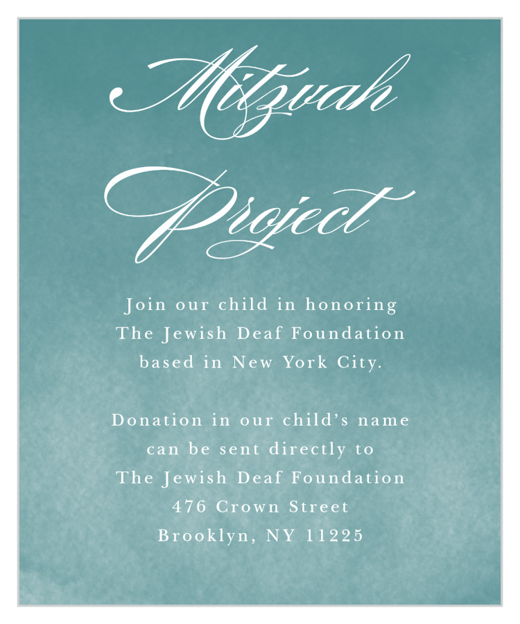 B'nai Watercolor Bar Mitzvah Project Cards by Basic Invite