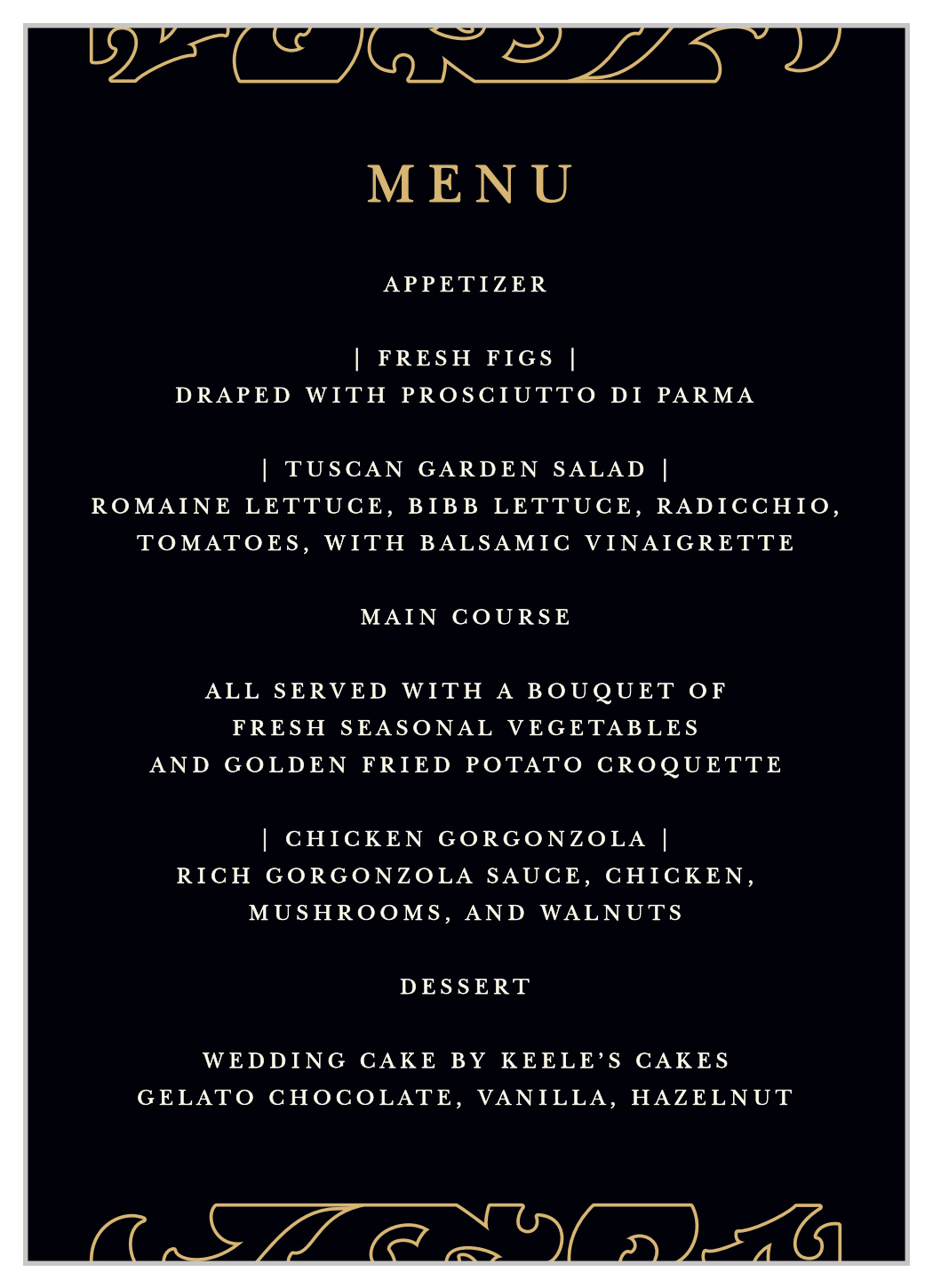 Ornate Love Wedding Menus by Basic Invite